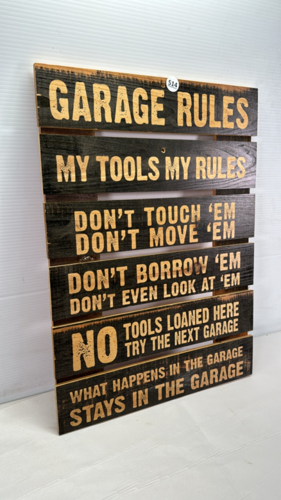 Wooden Garage Rules Sign