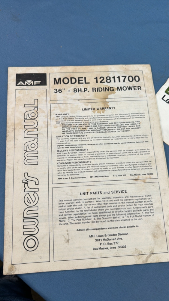 Equipment Manuals - See Notes